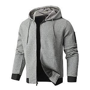 SAVKOOV Mens Lightweight Hoodie Full Zip Sweatshirt Casual Jacket Coat Gray