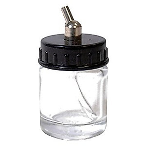 Master Airbrush (Pack of 10) TB-002 Empty 3/4 Ounce (22cc) Glass Jar Bottles with 30° Down Angle Adaptor Lid Assembly - Fits Dual-Action Siphon Feed Airbrushes, Use with Master, Badger, Paasche, Iwata
