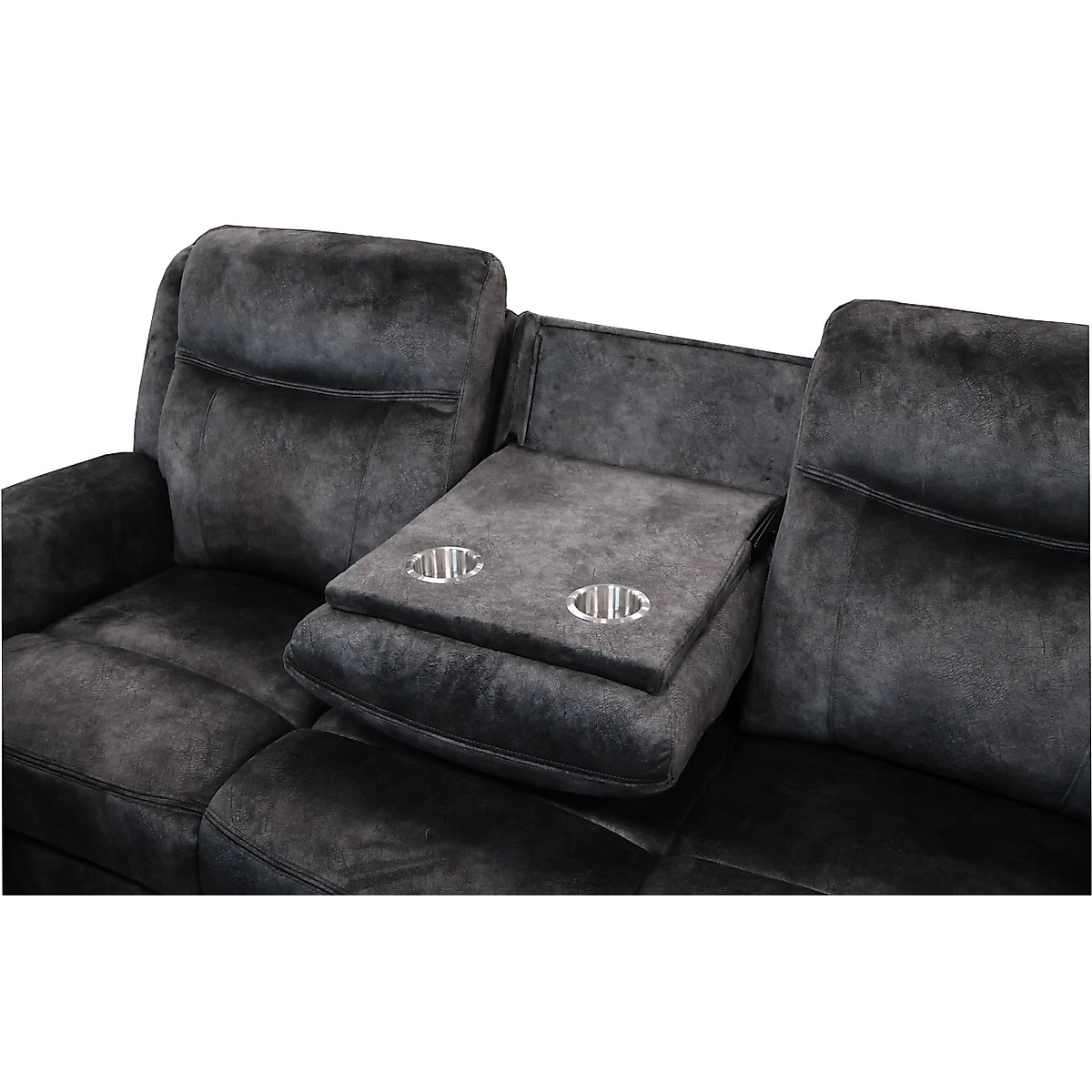 New Classic Furniture Park City Polyester Manual Sofa with Dual Recliner, Slate