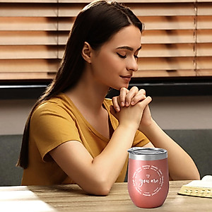 Lifecapido Christian Gifts for Women, Christian Wine Tumbler 12oz, Inspirational Gifts Religious Gifts Spiritual Gifts Scripture Gifts Birthday Gifts for Mom Wife Sister Friends Coworker, Rose Gold