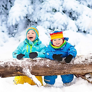 Toddler Mittens Baby Boy Girls Winter Warm Mittens Kids Easy-On Sherpa Fleece Lined Mittens Snow Infant Gloves 2 Pairs