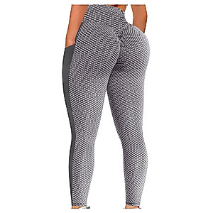 Women High Waist Yoga Pants Tummy Control Slimming Booty Leggings Workout Running Butt Lift Tights With Pockets 133