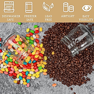 12Pack Mason Jars 8oz with Airtight Lids and Bands - Regular Mouth Glass Canning Jars, Small Half Pint Mason Jars for Preserving, Pickling, Honey, Jam, Jelly, Kitchen Spice jars, DIY Gift