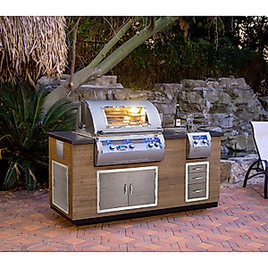 Stanbroil Double Door Dry Storage Pantry, 30-Inch Wood Grain Storage Cabinet BBQ Access Door for Outdoor Kitchen, BBQ Island and Grill Station