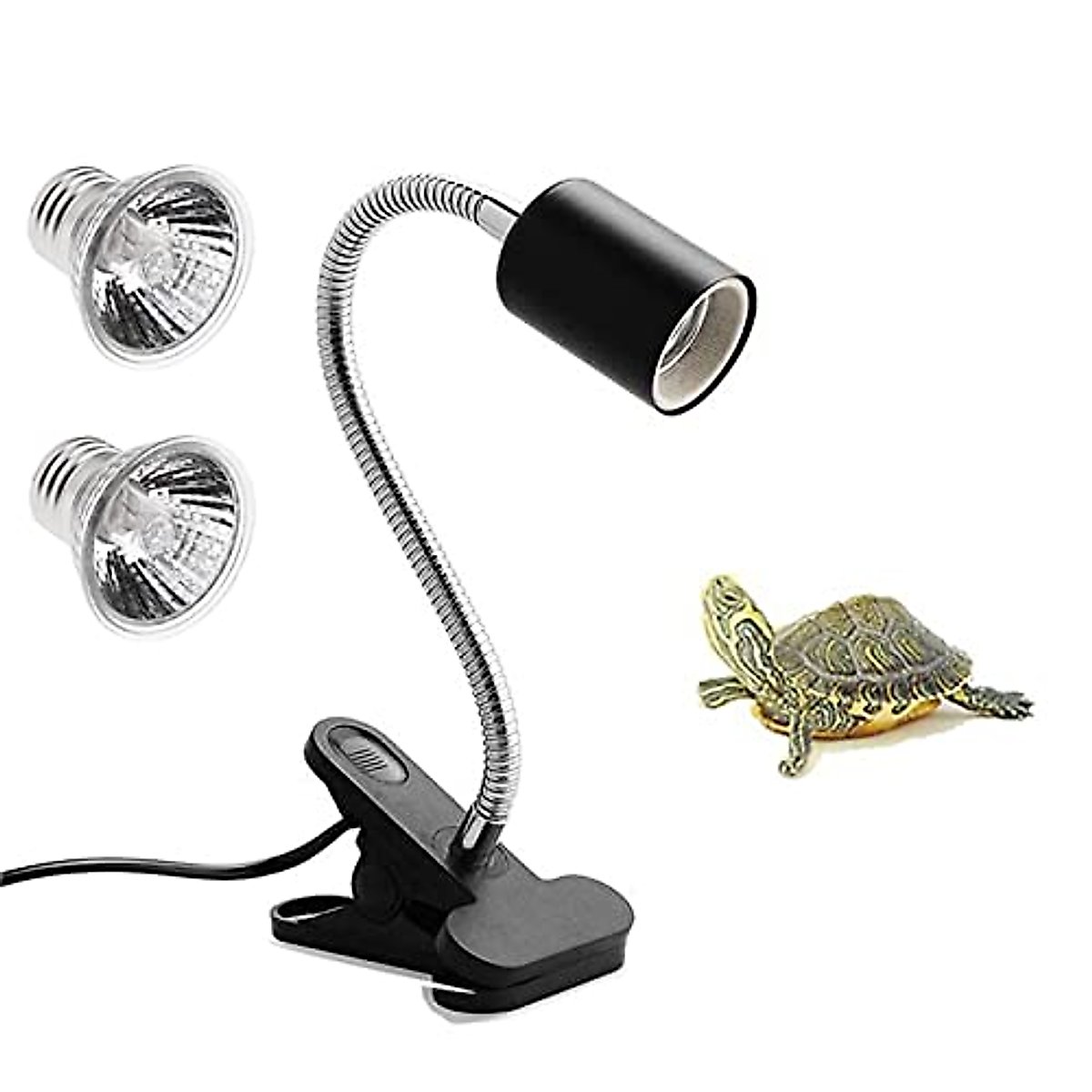 Yecherate (2bulbs Included) Reptile Heat Lamp Reptile Light with Holder&Switch, UVA UVB Reptile Lamp Adjustable with Fixture for Lizard Turtle Snake Amphibian&Aquariaum Accessories