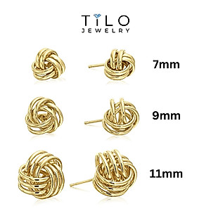 Tilo Jewelry 14k Gold Polished Love Knot Stud Earrings - 7mm- Push Back- Yellow Gold…