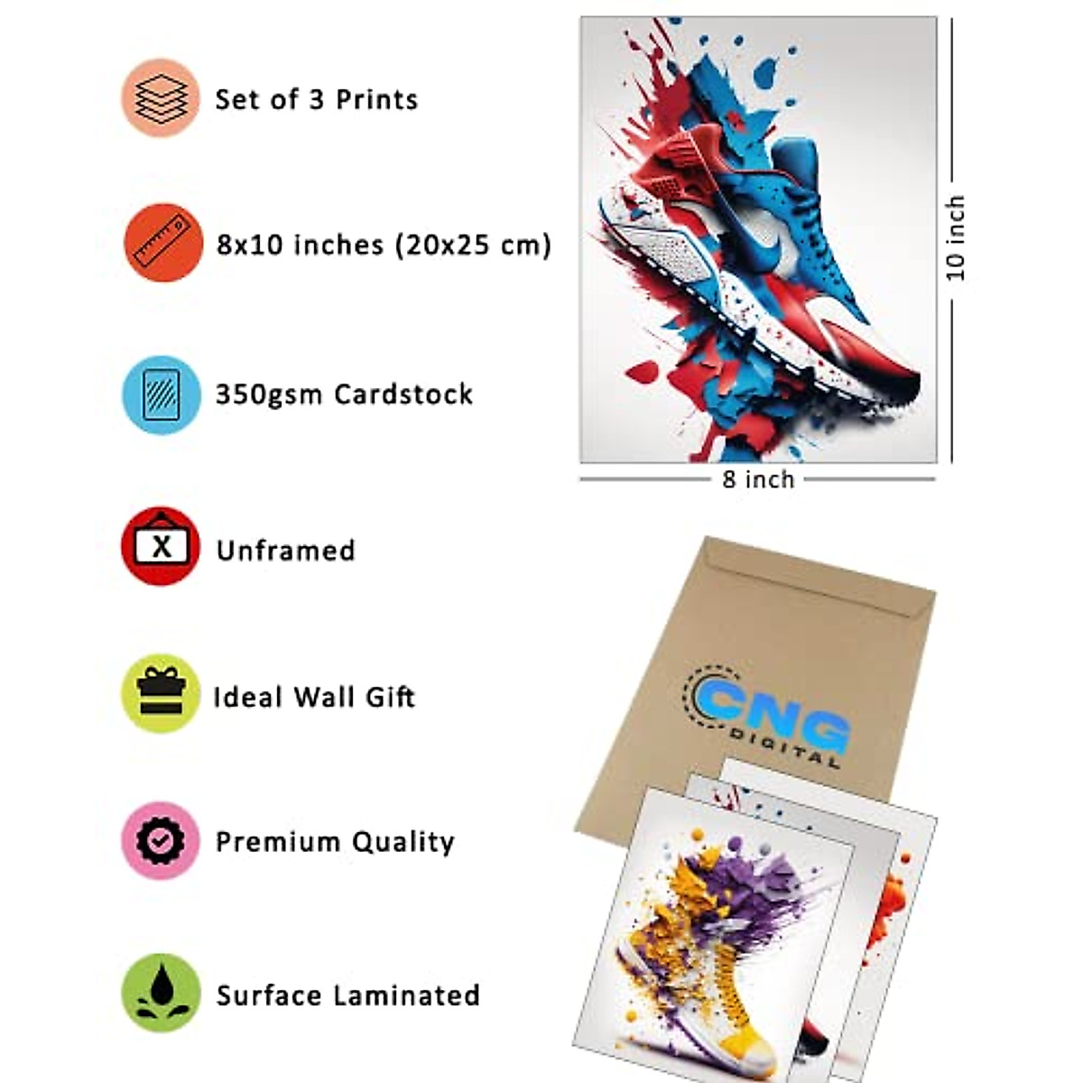 Hypebeast Sneaker Poster Sneakerhead Posters Set of 3 Unframed (8''x10'') Hypebeast Room Decor Cool Posters for Guys Bedroom Shoe Poster Sports Themed Wall Art Poster For Boys Room Wall Decor