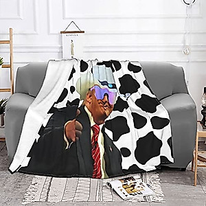 Cow Print Cowboy Blanket Throw Blanket Ultra Soft Blankets Warm Lightweight Flannel Blanket 50"x40"
