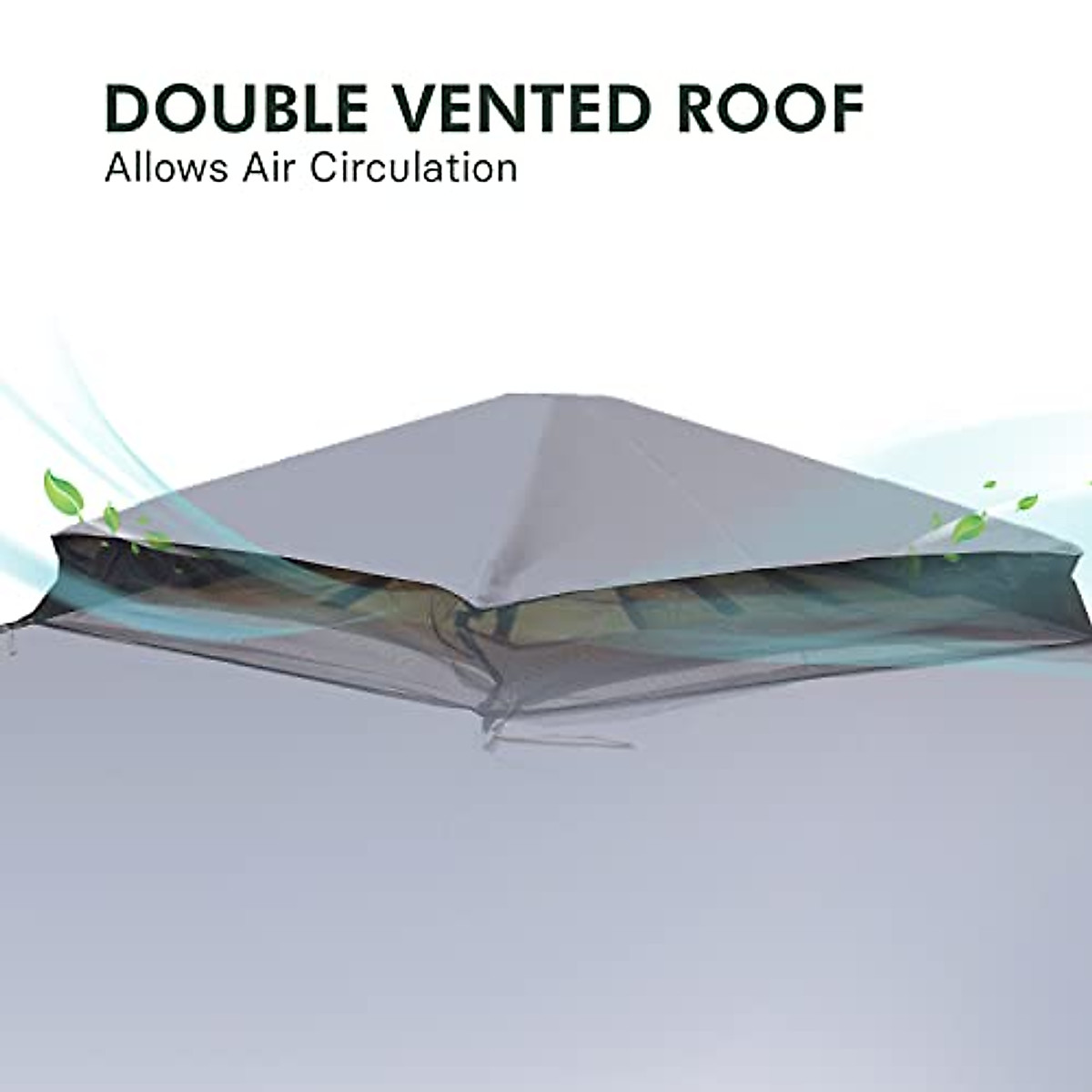 Grand Patio Replacement Canopy Top for 10×13 FT Outdoor Gazebo, Double Tiers Polyester Top with Mesh Netting Grey