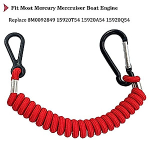 8M0092849 Boat Engine Emergency Stop Switch Safety Lanyard Cord Replacement for Mercury Mercruiser Outboard Motor - 15920T54 15920A54 15920Q54, 39 Inch/100cm Long (New Red)