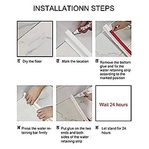 39 Inch Collapsible Shower Water Guard, Water Dam Barrier Shower Threshold Shower Water Stopper Threshold for Shower Stall, Stay Dry Retainer for Wet and Dry Separation (thick right angle 39'') …