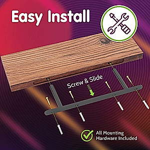 JAWU Floating Shelves Wood 3 Pack - 17 x 5.5in | Wood Shelf Wall | Rustic Floating Shelf Wall Shelf | Wooden Floating Shelves Wall Display Shelf | Rustic Floating Shelves for Wall | Wooden Shelves |