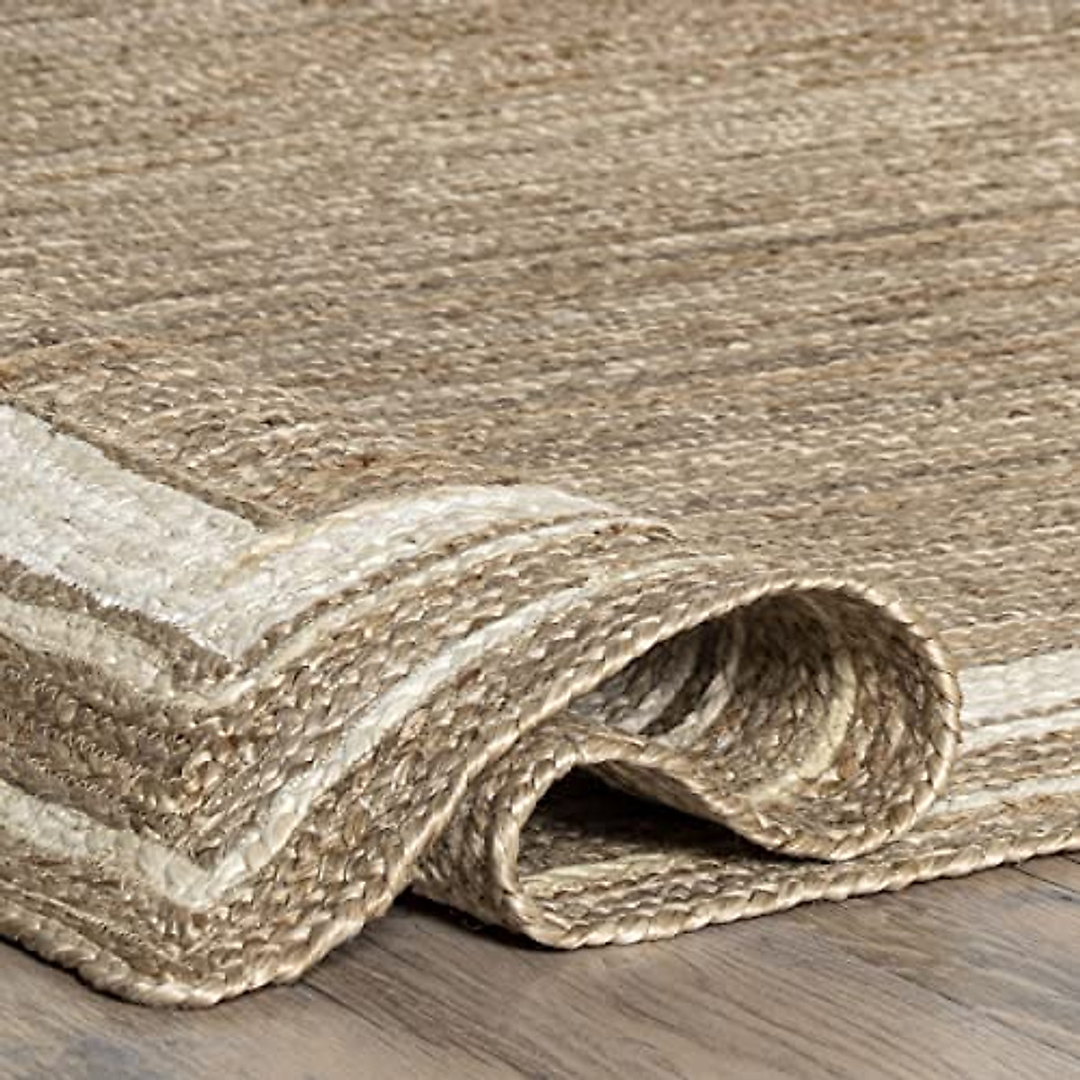nuLOOM Rikki Coastal Braided Jute Area Rug, 6' x 9', Off-white