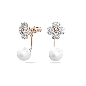 Swarovski Latisha Earring Jackets, Flower, White, Rose-gold tone Finish
