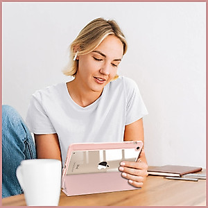 Fintie Hybrid Slim Case for iPad Mini 3/2 / 1 - Shockproof Cover with Clear Transparent Back Shell, Auto Wake/Sleep for Mini 1 / Mini 2 / Mini 3 (Rose Gold)