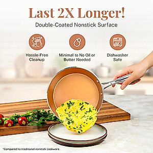 GOTHAM STEEL Hammered 15 Pc Copper Pots and Pans Set Non Stick, Kitchen Cookware Sets, Pot and Pan Set, Ceramic Cookware Set, Non Toxic Cookware Set, Non Stick Pots and Pan Set, Dishwasher Safe