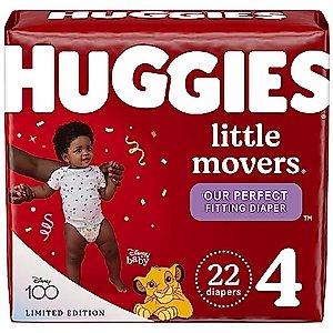 Huggies Little Movers Baby Diapers, Size 4 (22-37 lbs), 22 Ct