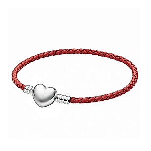 JMQJewelry Graduation 2024 Mama Bear Sister Mom Daughter Red Heart July Leather Bracelets 3.0mm Wristband Women Bead Charm Chain Bracelets 16cm 6.29in Daughter