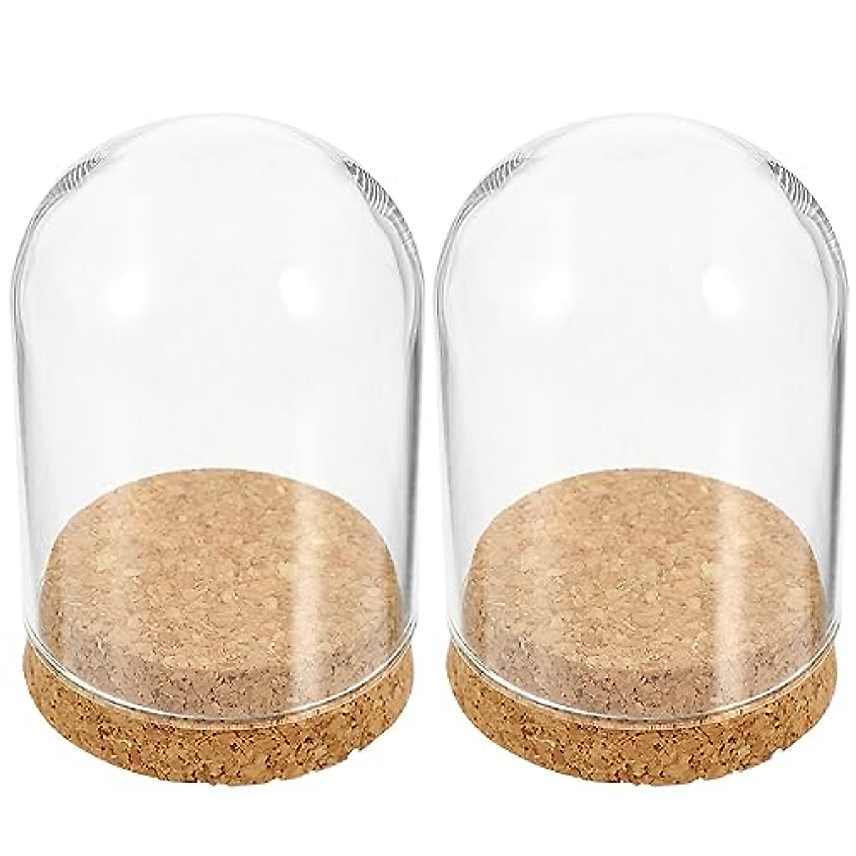 GANAZONO 2Sets Glass Display Dome Cloche Tabletop Display Case with Cork Base DIY Snow Globe for Office Home Halloween Christmas Wedding Tabletop Centerpiece Decoration