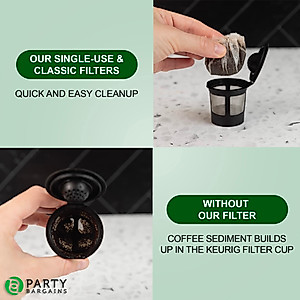 PARTY BARGAINS 300 Paper Coffee Filters - White Classic Design Single-Use Coffee Filter Compatible with Keurig 1.0 & 2.0, Perfect Size and Quantity