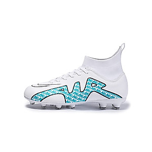 Migoldhot Football Cleats Running Shoes Womens Comfort Soccer Shoes Soccer Boots White Blue