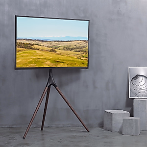 Link2Home Tripod TV Stand Swivel Easel for 45"-65" LED LCD Flat Screens up to 70 lbs., Tall TV Stand 54.5" for Corners, Bedroom, Black Bracket, Wood Base