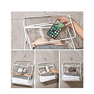 Hiroyuki with Metal Hook And Sticky Hook Shower Touch Screen Design Caddy Basket for College Dorm Room Essentials, Hanging Portable Tote Bag Toiletry for Bathroom Accessories(pink)