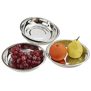 Nicesh 7.64 Inch Stainless Steel Round Plate, Dinner Plate Dish, Pack of 6