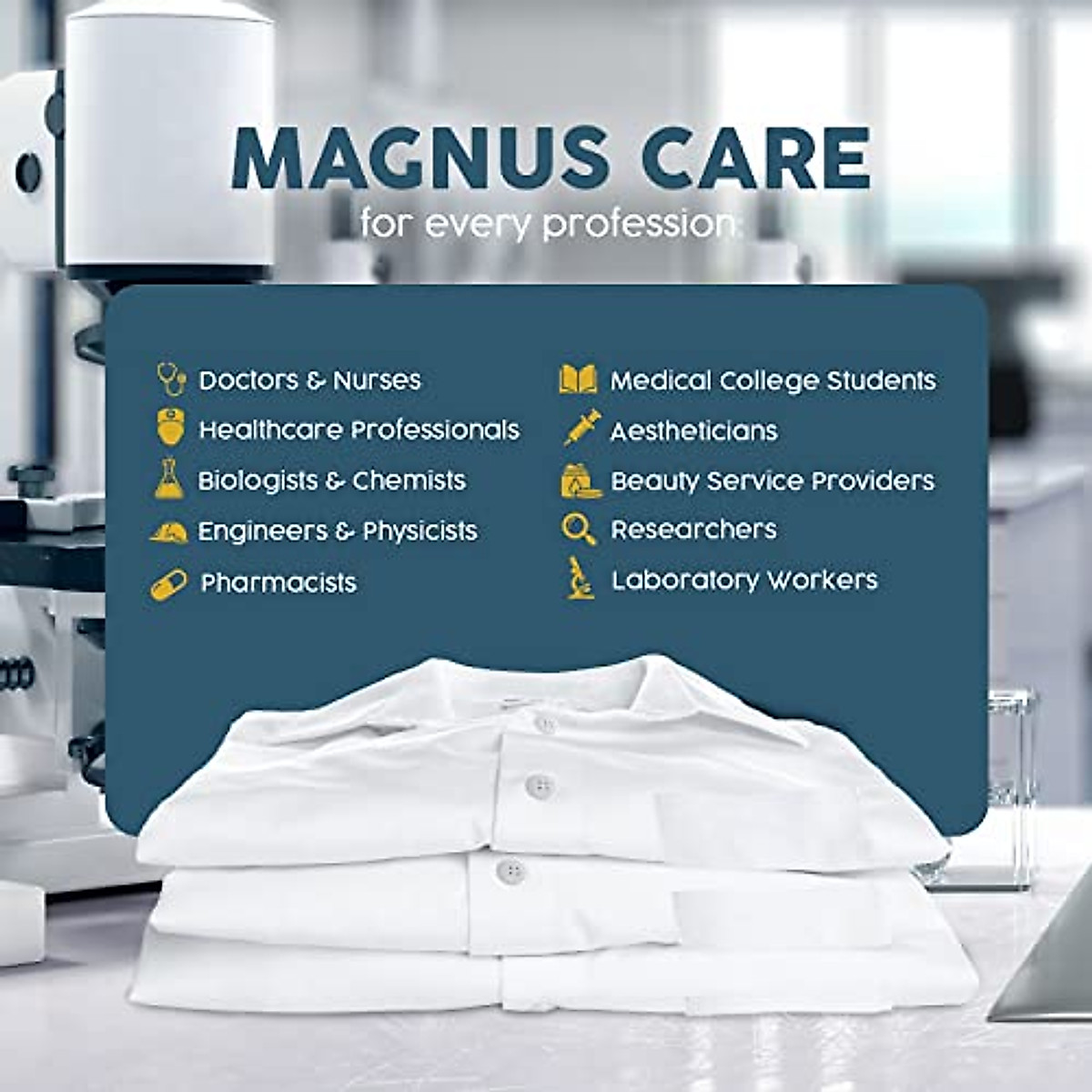 Magnus Care Professional Lab Coat for Women & Men, White Unisex Labcoat, Cotton Poly Medical Doctor Nurse Med Laboratory Coat