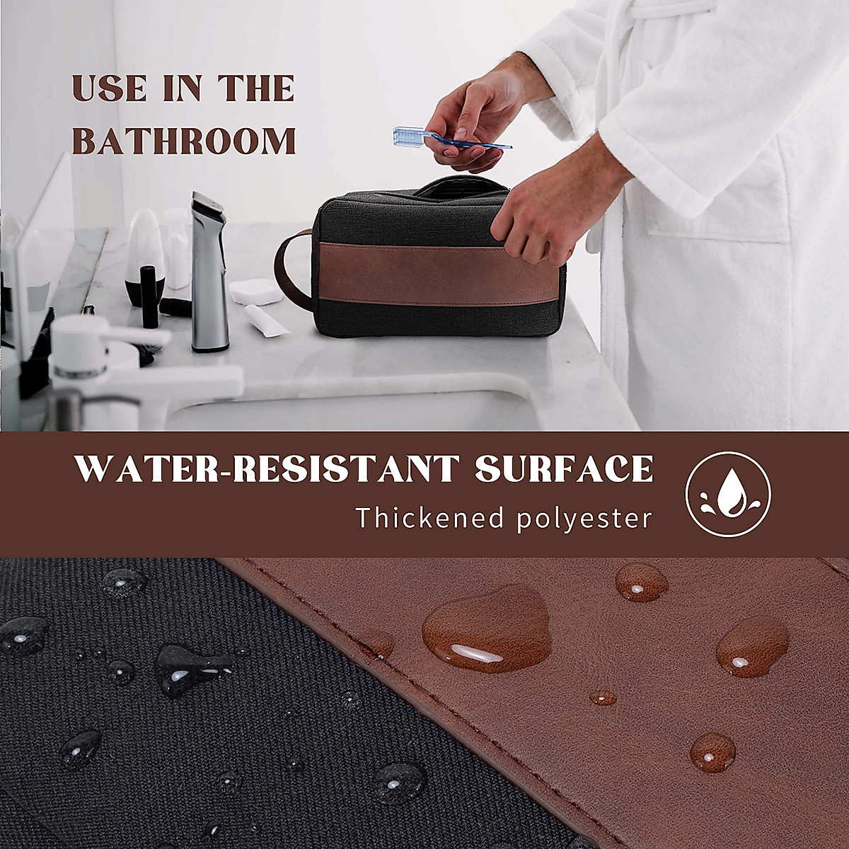 Vorspack Toiletry Bag for Men - Large Dopp Kit for Travel Water Resistant Travel Bag for Toiletries Accessories Lightweight Toiletries Bag - Black