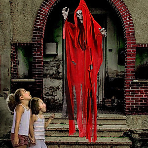 Scorpiuse Halloween Hanging Ghost Large Life-Size 75 Inches Halloween Prop for Halloween Party Prop Decor (75 Inches, Scarlet)