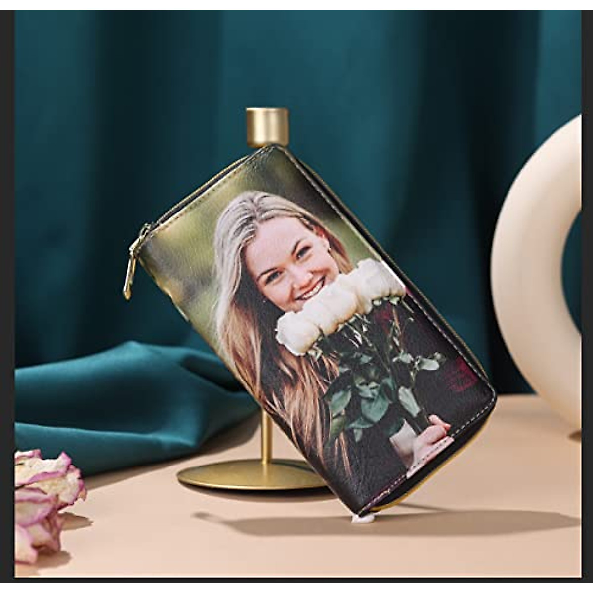 Gemszoo Custom Photo Wallet Personalized Leather Picture Zipper Purse Credit Card Clutch (Large)