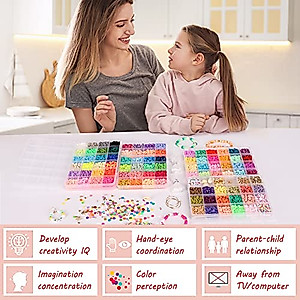 QUEFE 9000pcs, 90 Colors, Clay Beads for Bracelet Making Spacer Heishi Beads Flat Round Polymer Clay Beads for Jewelry Making Kit with Fruit Flower Beads Pendant Charms Kit and Elastic Strings