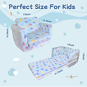OSYKIU Kids Sofa, 2-in-1 Toddler Couch Fold Out, Comfy Toddler Sofa, Convertible Kids Couch to Lounger, Baby Sofa Chair for Boys and Girls Gifts, Folding Kids Play Sofa Bed