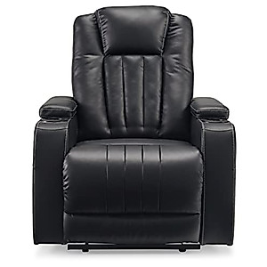 Signature Design by Ashley Center Point Urban Faux Leather Tufted Zero Wall Recliner, Black