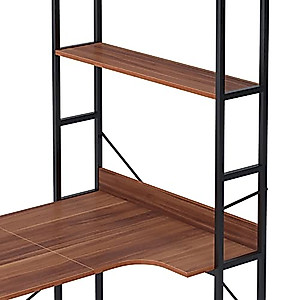 sogesfurniture Computer Desk 54 inches with 4 Tier Storage Shelves, Modern Large Office Desk Computer Table Studying Writing Desk Workstation with Bookshelf and Tower Shelf for Home Office