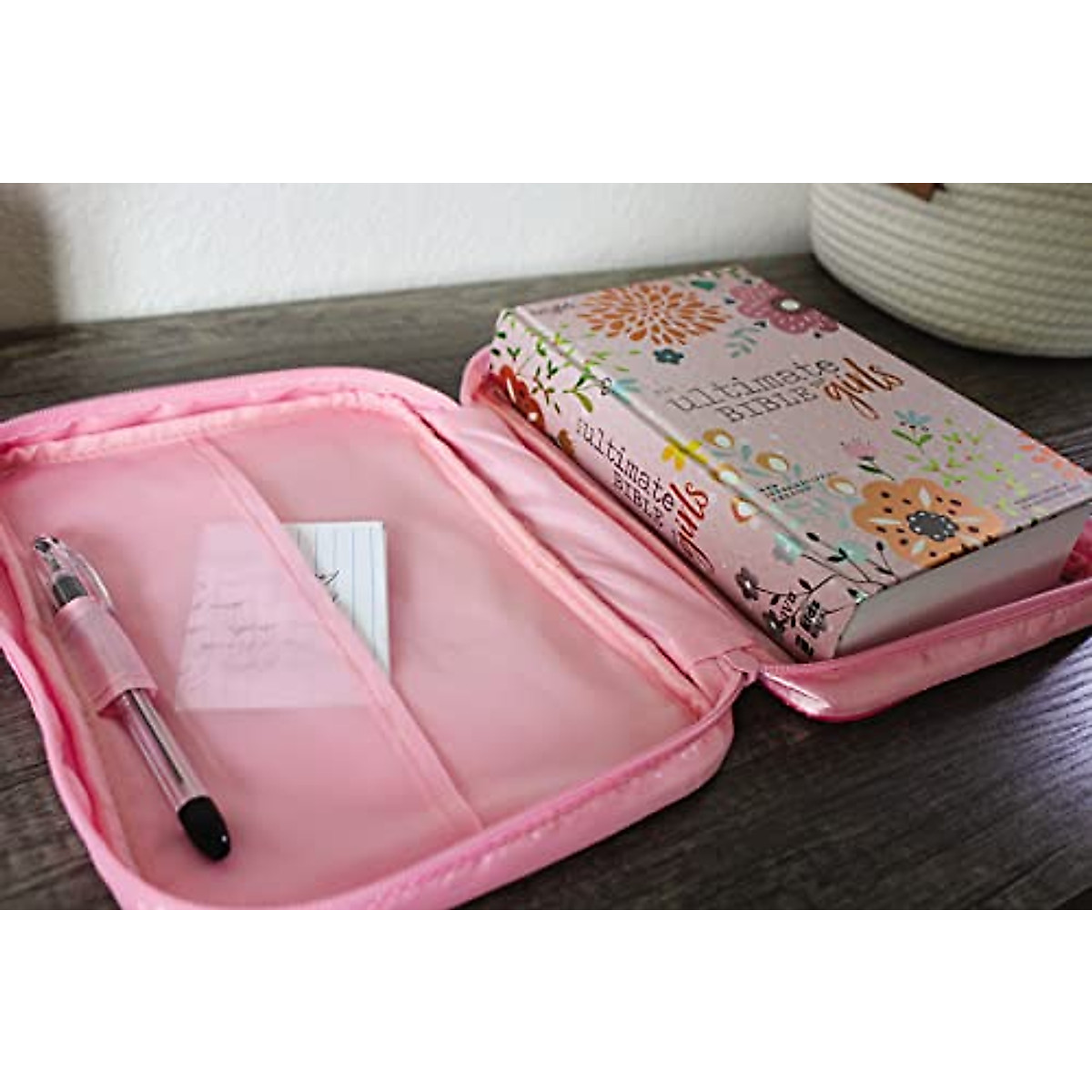 Princess Bible Cover for Girls, Zippered, with Handle, Canvas, Pink, Medium