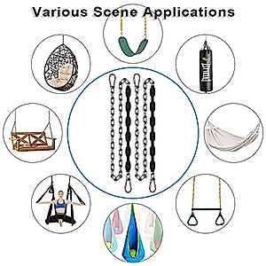 Dakzhou 2 Stainless Steel Chains (64 "), 4 Quick Connection Buckles, Never Rust Swing Hardware for Hammock Chairs, Swings, sandbags, up to 1000LB