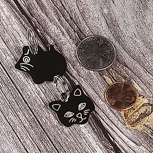 Stainless Steel Cat ID Tags - Engraved Personalized Cat Tags Includes up to 4 Lines of Text with Cat Shape