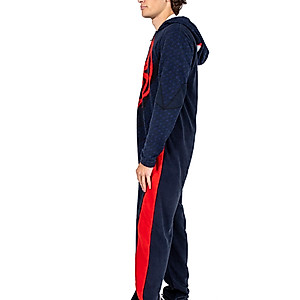 Spider-Man Miles Morales Men's Hooded Union Suit with Leg Hem-Medium Black
