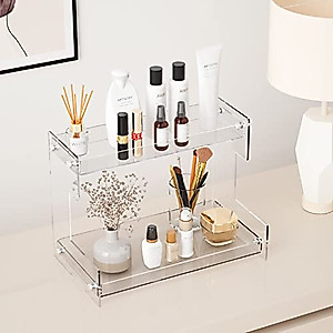 Acliys Bathroom Organizer Countertop 2 Tier Acrylic Makeup Organizer for Perfume, Vanity, Spice Rack, Bathroom Sink, Coffee Station