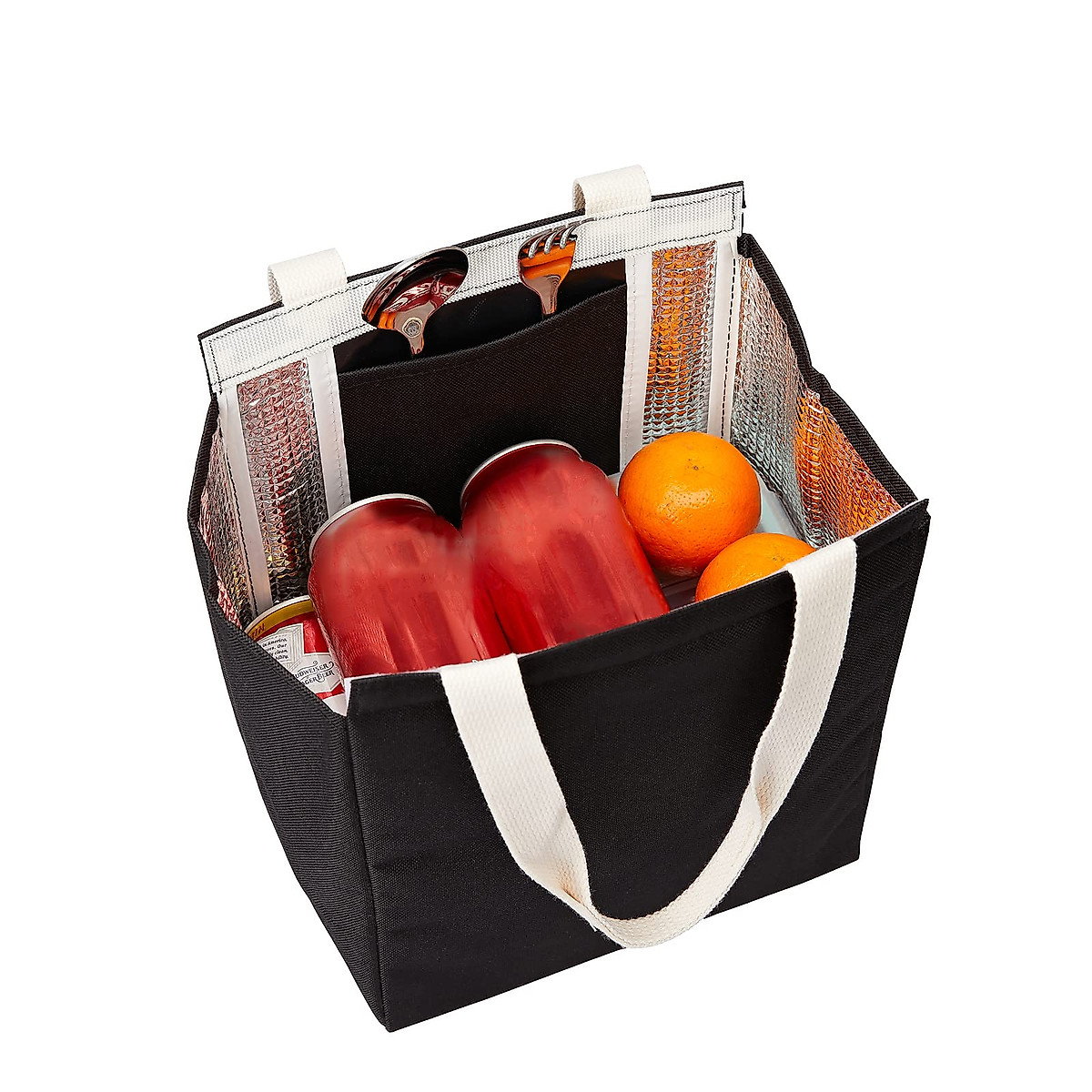 Lunch Bag for Women/Men/Adult, Portable/Reusable Lunch Box, Simple Waterproof Insulated Cooler Tote Bag (Black)