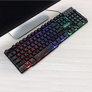 axGear Gaming Keyboard RGB LED Light Backlit Gamer USB Wired Silent Keyboard Noiseless