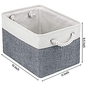 WISELIFE Storage Basket Bins [3-Pack] - Large Collapsible Storage Cubes Organizer for Shelf Closet Bedroom, Perfect Storage Box with Handles（Grey Patchwork, 15" x 11" x 9.5"）