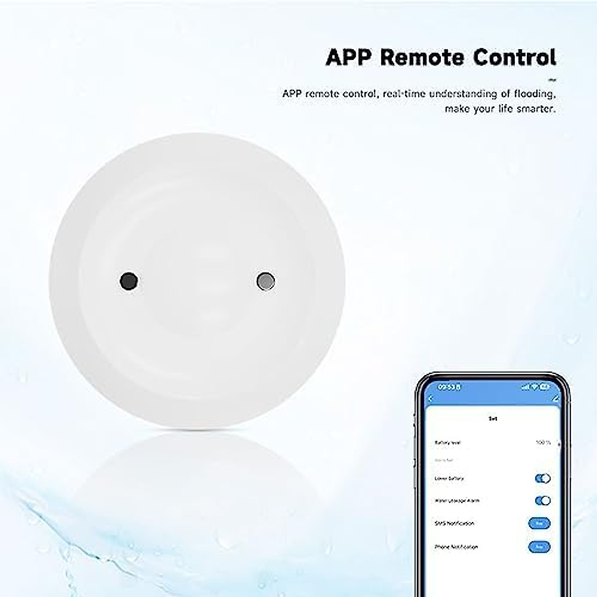 IHSENO Zigbee Water Leak Detector with App Alerts, Smart Water Sensor for leaks Requires Zigbee Hub, Monitor Water Leaks for Kitchens,Basements,Bathrooms (1)