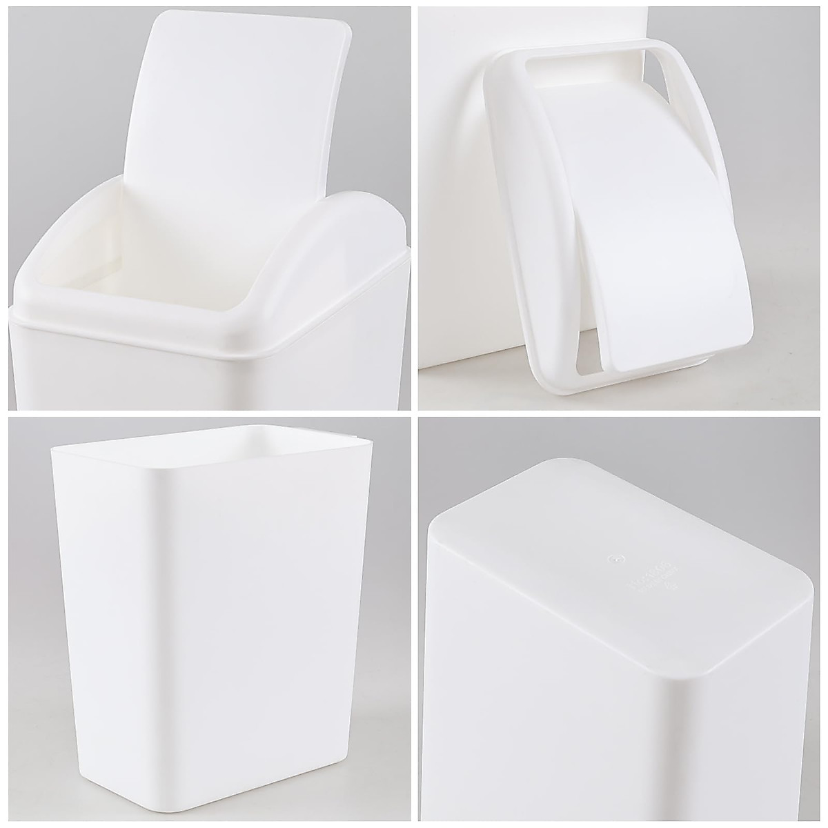 DynkoNA 16 Liter Plastic Trash Can, Swing Top Garbage Bin Wastebasket (White)