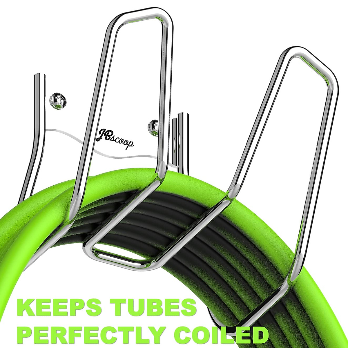 JBscoop Garden Hose Holder, Garden Hose Hanger Wall Mount for Water Hose, Extension Cords, Air Compressor Hose, Heavy Duty & Rust Proof (90 Feet)