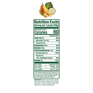 Happy Tot Organic Stage 4 Baby Food, Love My Veggies, Zucchini/Pear/Chickpeas & Kale, 4.2 Ounce (Pack of 8)