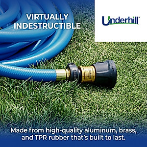 Underhill Magnum UltraMAX Premium PRO Series-TurboShift 1 Inch Garden Water Hose Nozzle, Sprayer, Jet, Metal and Rubber, Adjustable, NG650-DFH-10