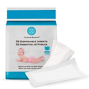 Charlie Banana Absorbent Disposable Inserts for Cloth Diapers, Hybrid Cloth Diaper System, 32-Pack